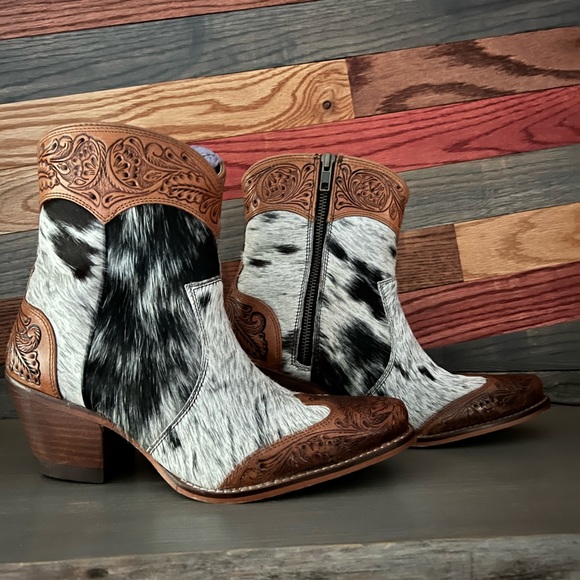 Myra Bag | Shoes | Hand Tooled Leather Genuine Cowhide Women Bootie ...